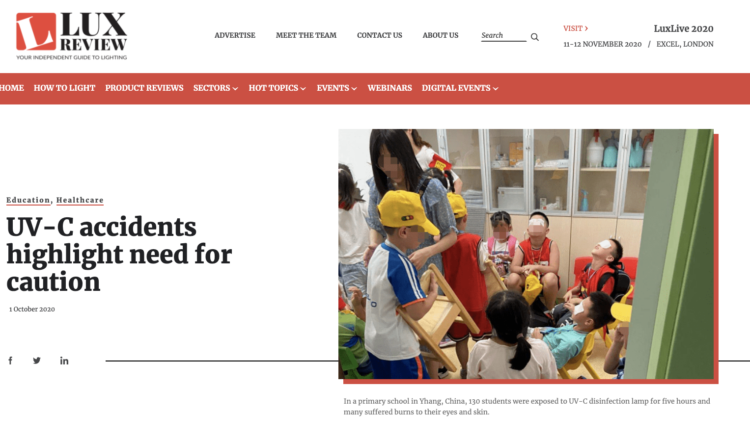 關於紫外線殺菌新聞分享-紅不讓可以避免意外發生|HOMERUN UV-C紫外線滅菌系統